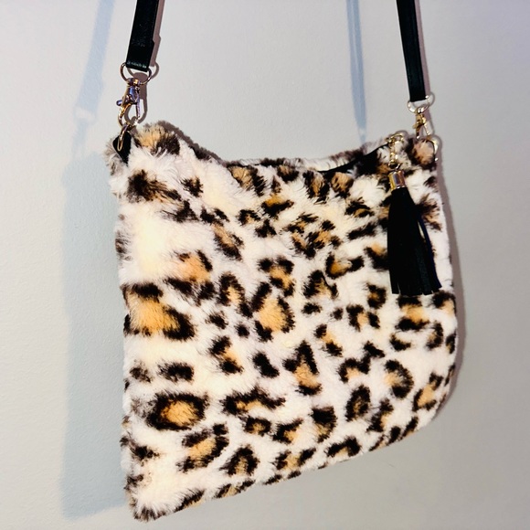 Bags | Soft And Fluffy Fun Leopard Print Purse | Poshmark